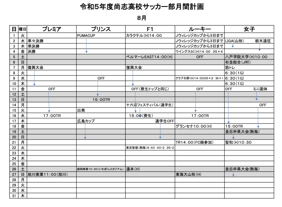 スケジュール - SHOSHI FC